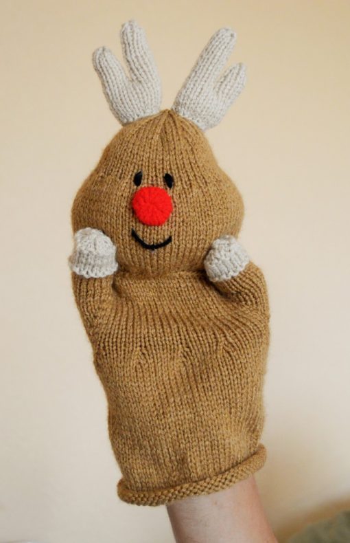Reindeer Hand Puppet Knitting Pattern (UK & US Terms) – Knitting by Post
