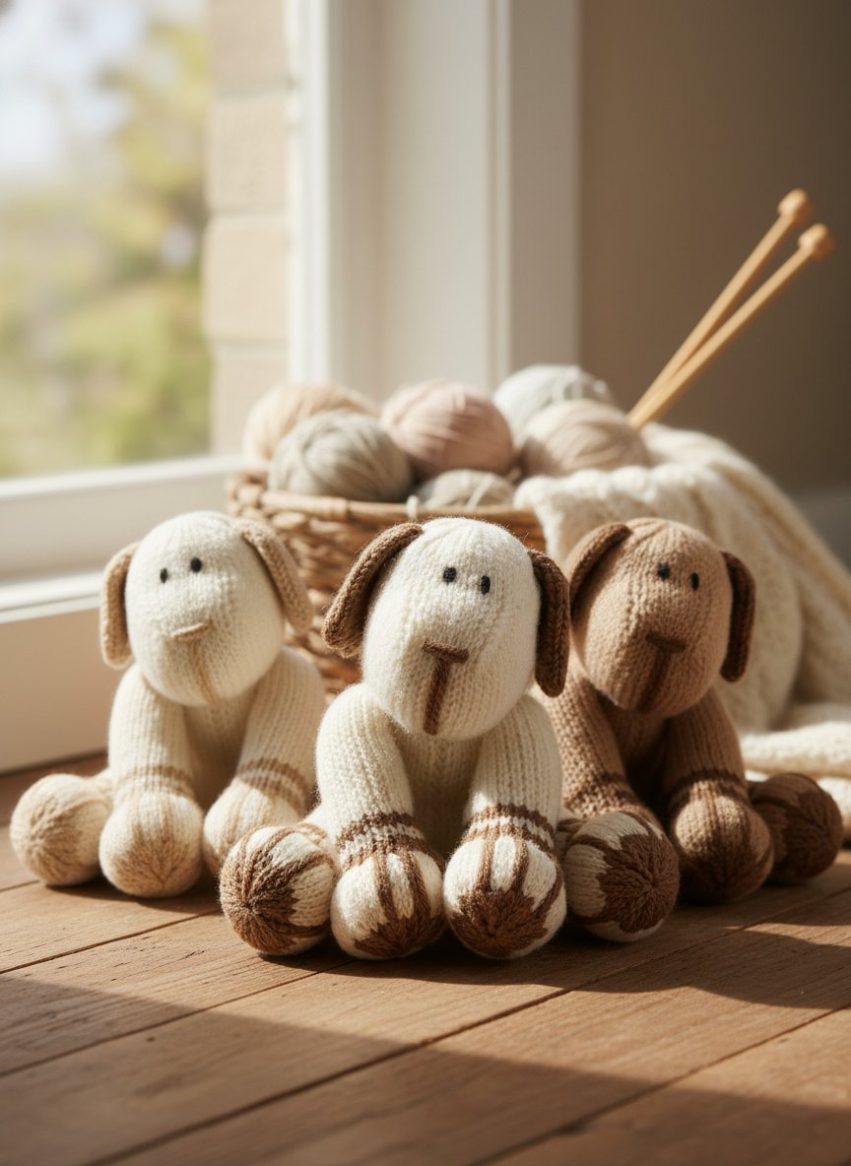 Scrumpy Dog Soft Toy Knitting Pattern (UK & US Terms) – Knitting by Post