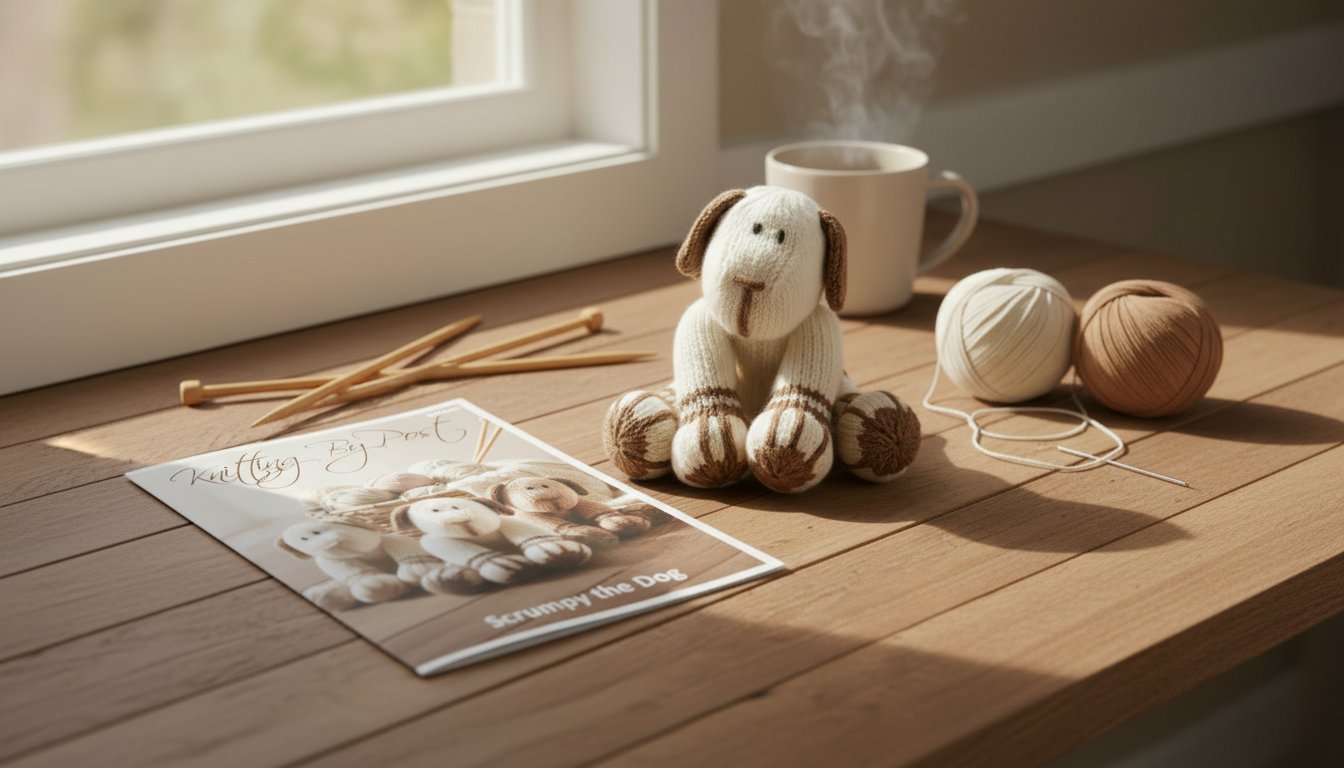 Scrumpy Dog Soft Toy Knitting Pattern (UK & US Terms) – Knitting by Post