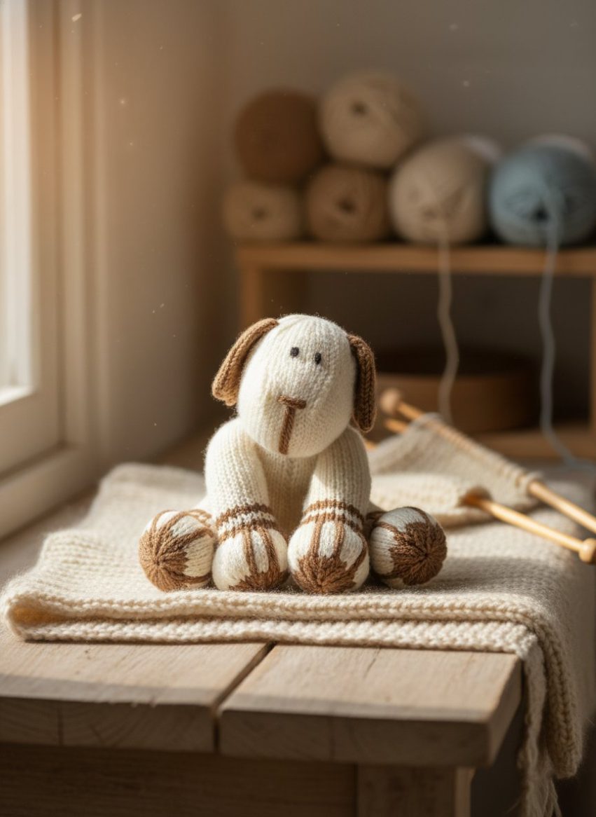 Scrumpy Dog Soft Toy Knitting Pattern (UK & US Terms) – Knitting by Post