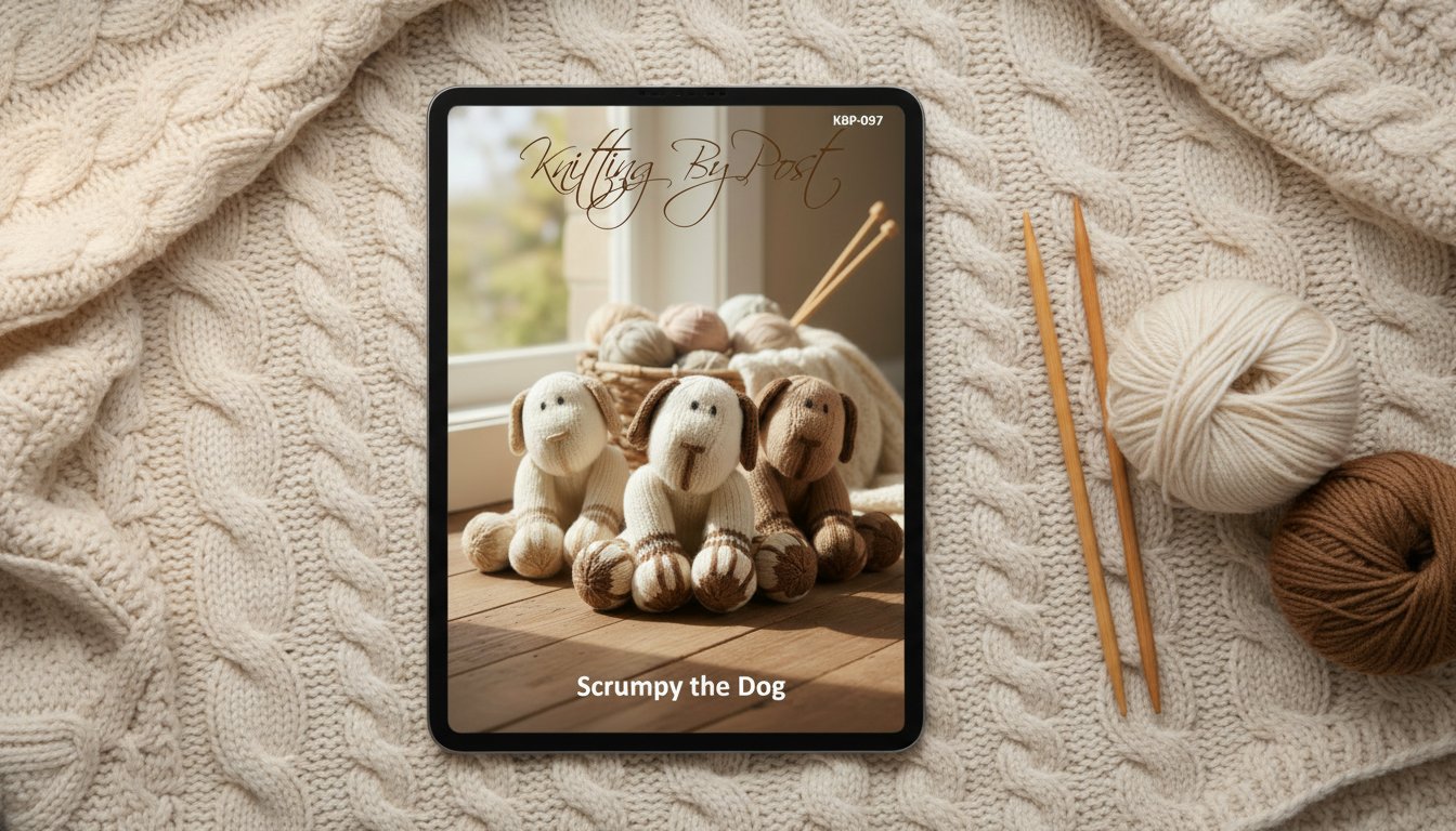Scrumpy Dog Soft Toy Knitting Pattern (UK & US Terms) – Knitting by Post