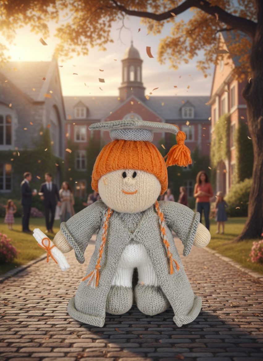 Graduation Doll Knitting Pattern (UK & US Terms) – Knitting by Post
