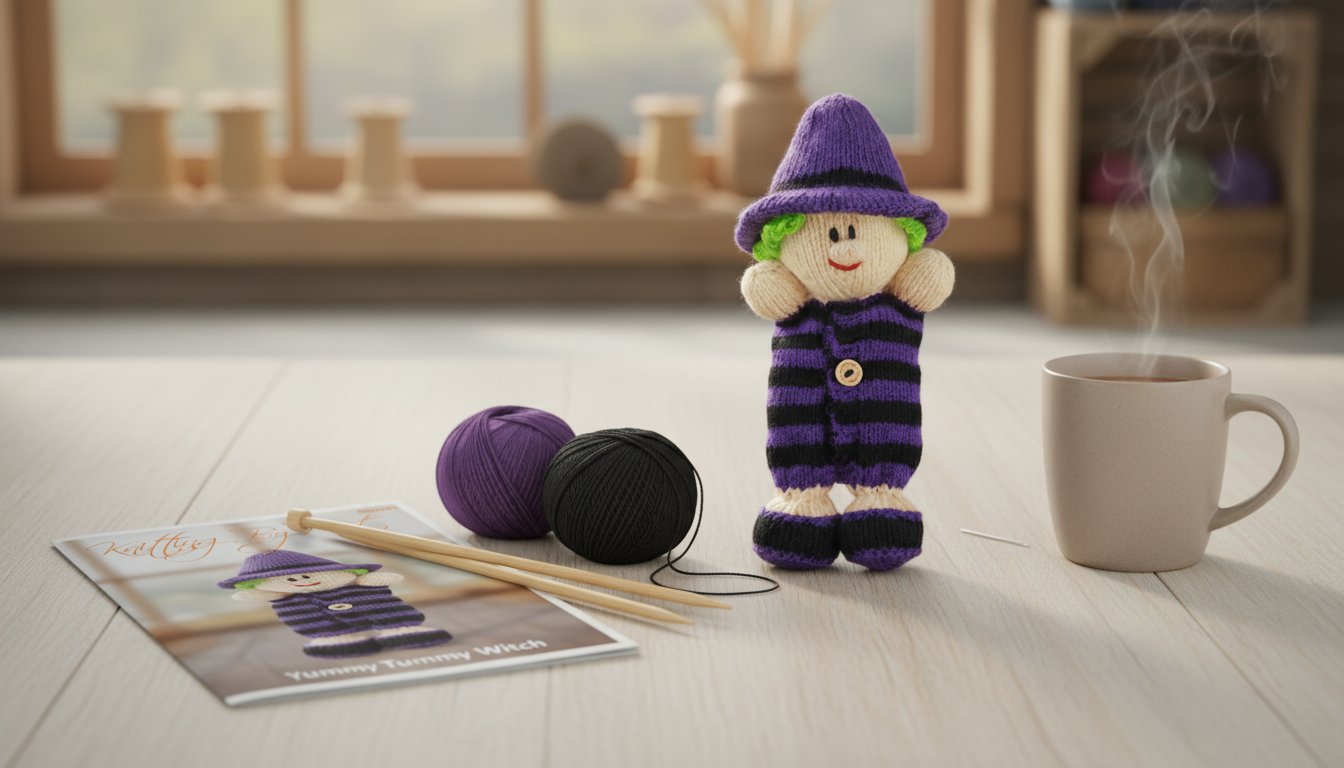 Yummy Tummy Witch Knitting Pattern (UK & US Terms) – Knitting by Post