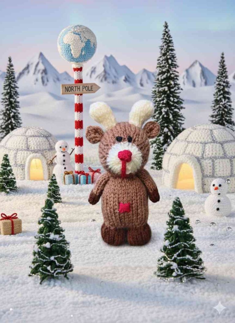 Knibbles Reindeer Knitting Pattern (UK & US Terms) – Knitting by Post