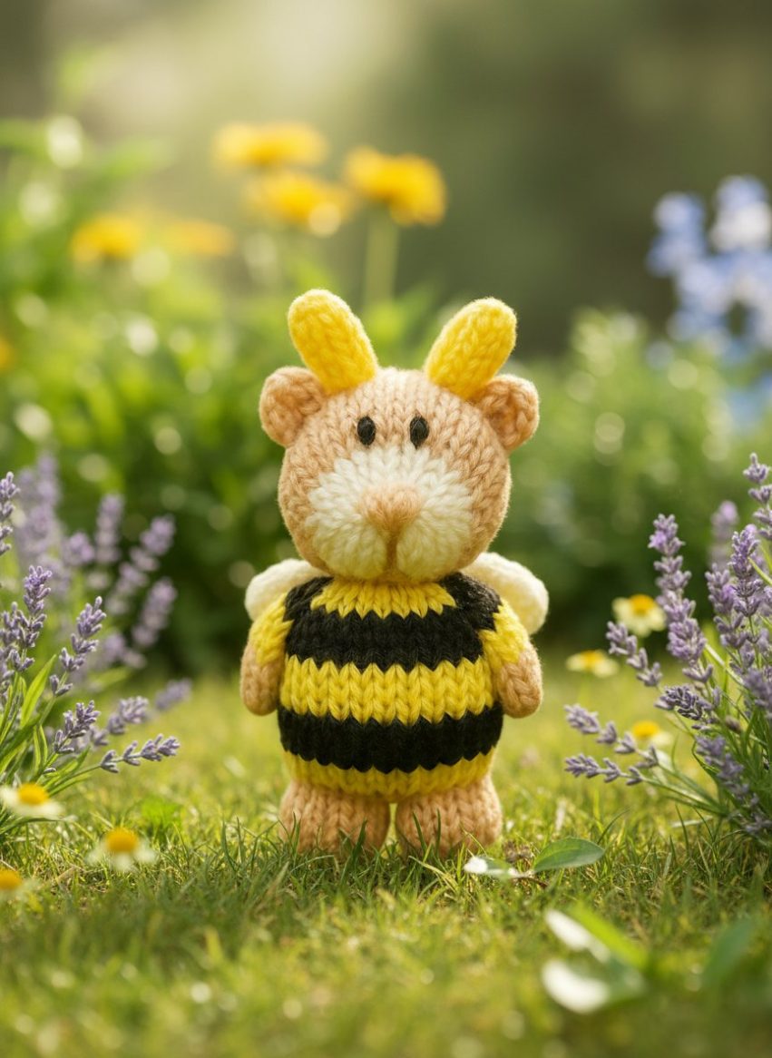 Knibbles Bee Bear Knitting Pattern (UK & US Terms) – Knitting by Post