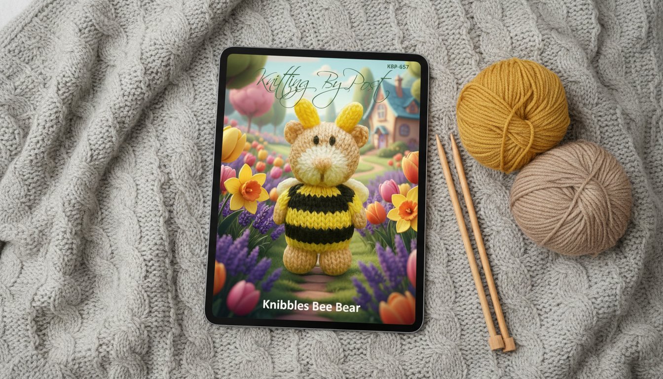 Knibbles Bee Bear Knitting Pattern (UK & US Terms) – Knitting by Post