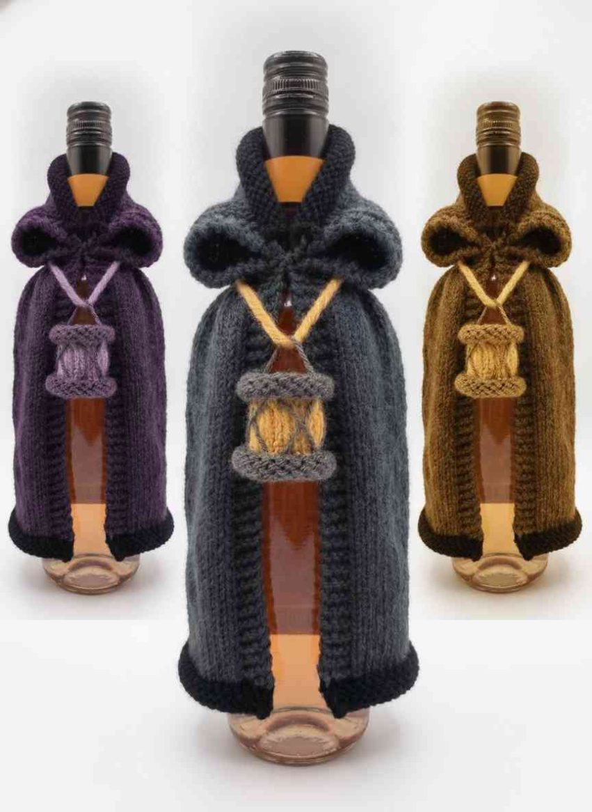 Halloween Bottle Cover Knitting Pattern (UK & US Terms) – Knitting by Post